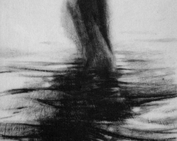 Haunting Figure Drawing Gothic Moody Dark Shadow Crayon Wading Water ...