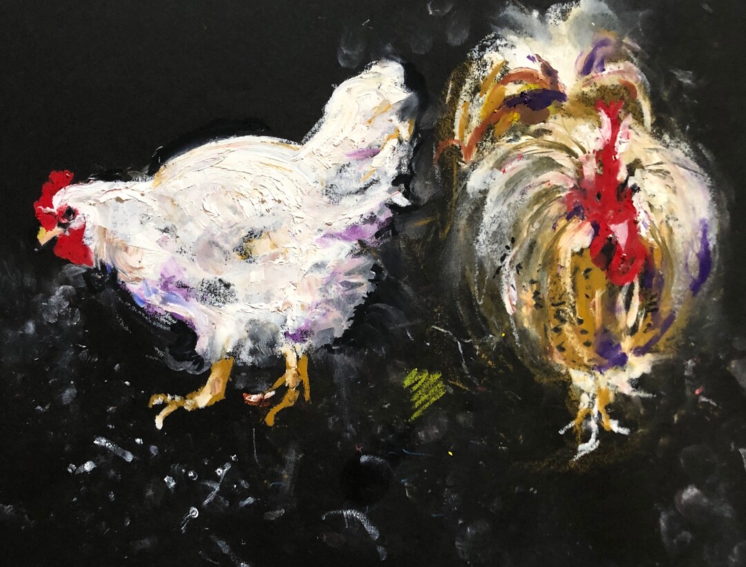 Chicken Oil Pastel Drawing No. 2 - Etsy