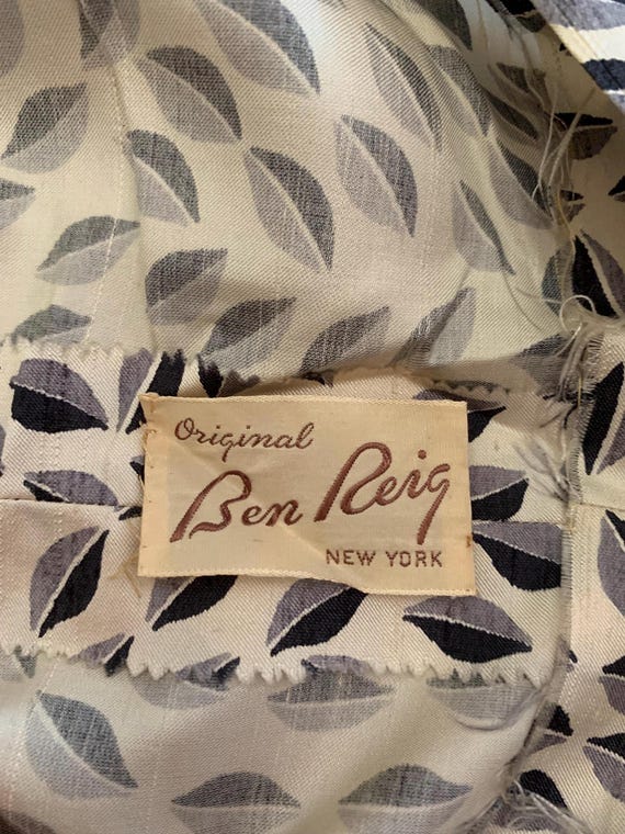 1950s White Silk Leaf Print Dress and Jacket Set by B… - Gem