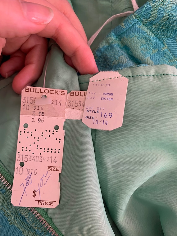 1960s Blue and Green Floral Brocade Maxi Skirt NWT M - Gem