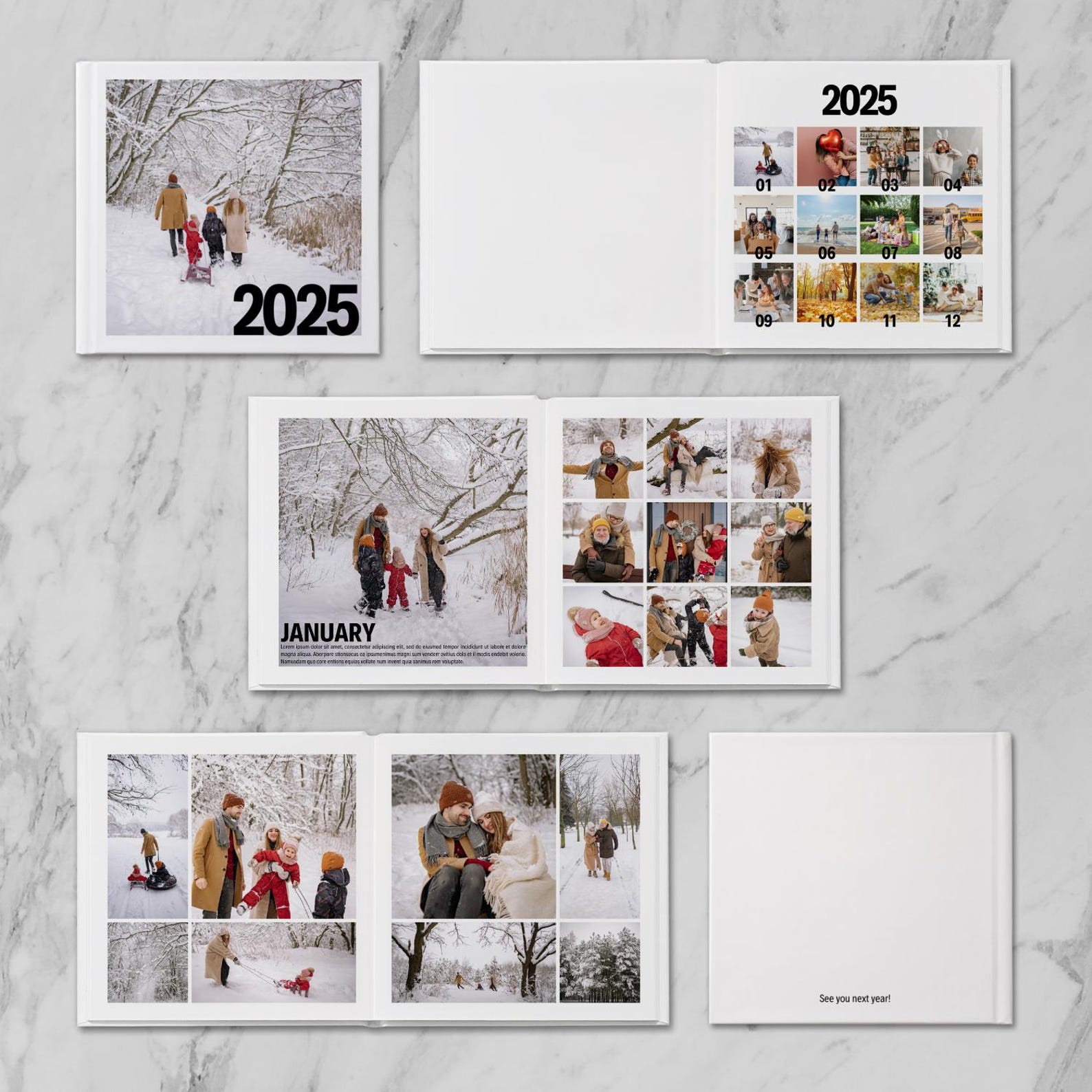 8x8 Year in Review Photo Book Canva Template, Square Album, Modern ...