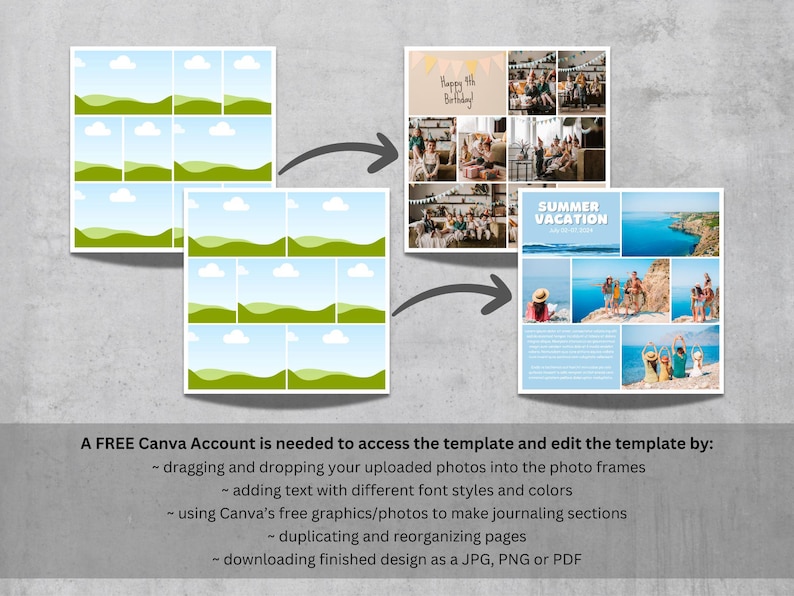 12x12 Photo Book Canva Template - 34 Pages, Square Photo Album, Digital ...