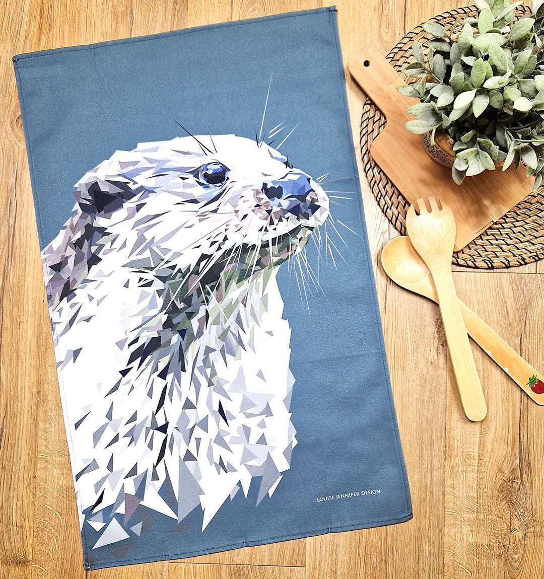 OTTER Tea Towel - Illustration - Scottish - Scotland - Otter Gift ...