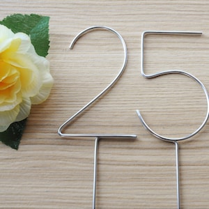25th Anniversary/ Birthday Wire Number Cake Topper- Silver, Brown, Gold ...