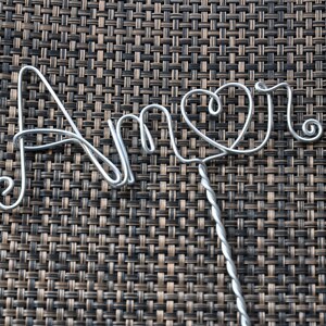 Amor Wire Wedding Cake Topper With Stem- Silver, Gold, Black - Etsy