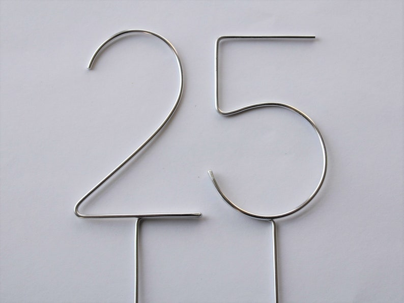 25th Anniversary/ Birthday Wire Number Cake Topper- Silver, Brown, Gold ...