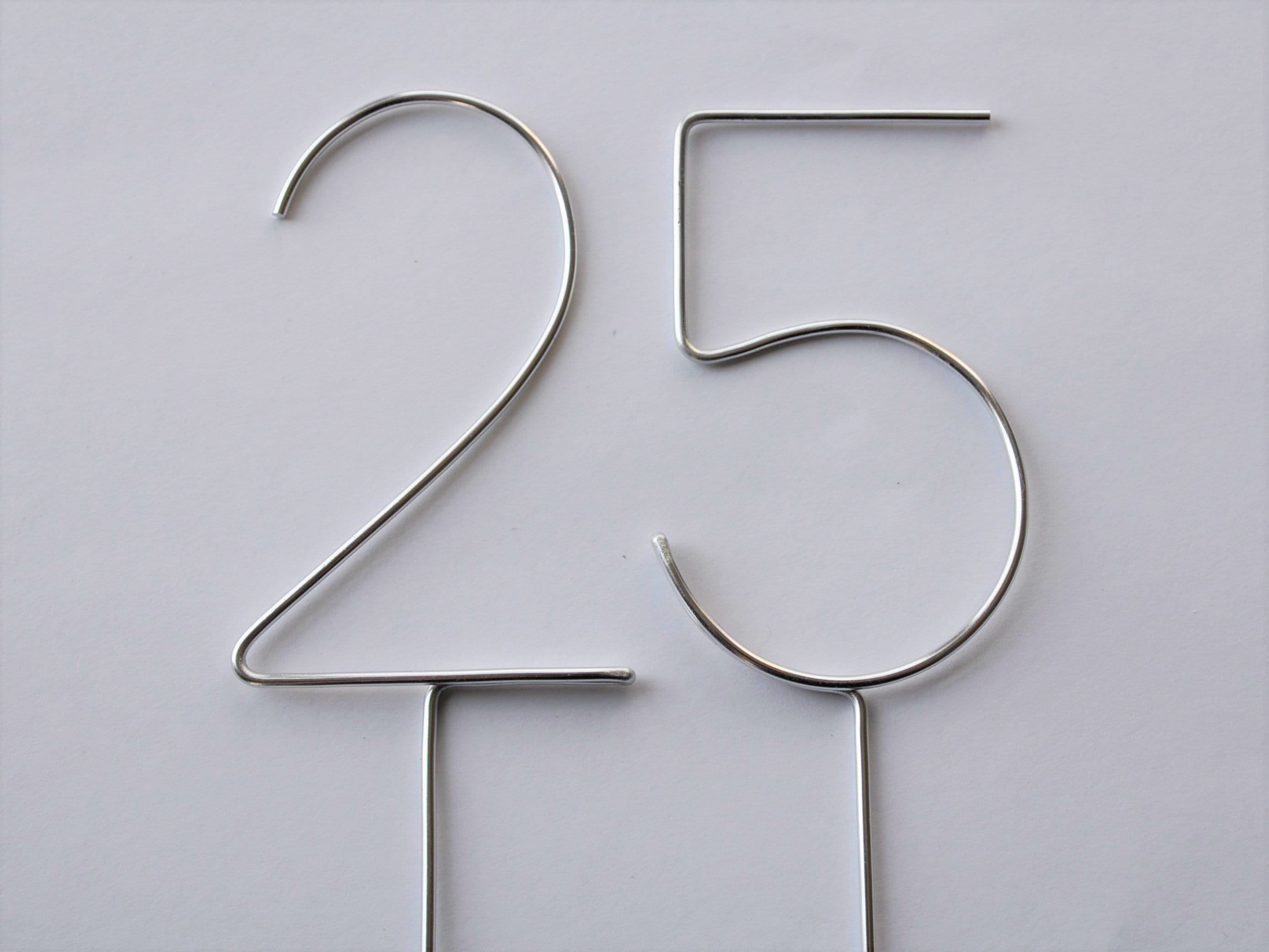 25th Anniversary/ Birthday Wire Number Cake Topper Silver | Etsy