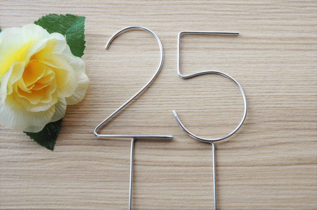 25th Anniversary/ Birthday Wire Number Cake Topper- Silver, Brown, Gold ...