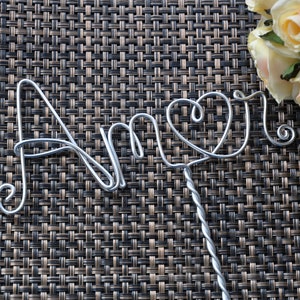 Amor Wire Wedding Cake Topper With Stem- Silver, Gold, Black - Etsy