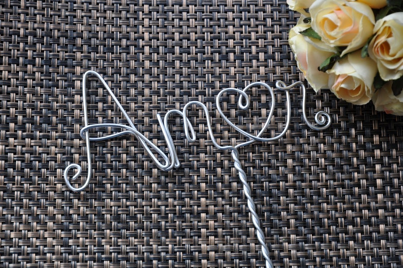 Amor Wire Wedding Cake Topper With Stem Silver Gold Red | Etsy
