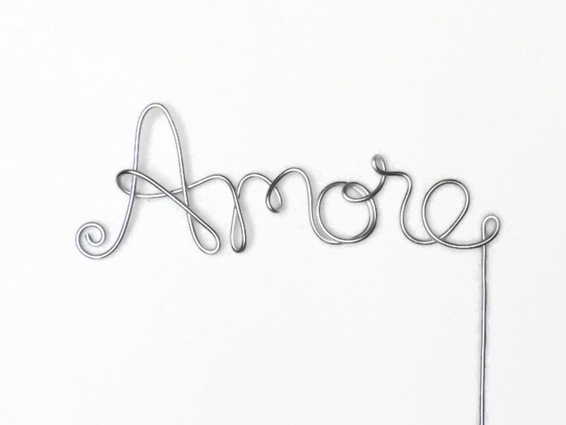 Amore Wire Wedding Cake Topper With Stem Silver Gold Red - Etsy