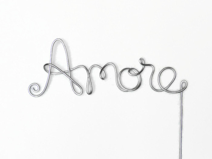 Amore Wire Wedding Cake Topper With Stem- Silver, Gold, Red, Black - Etsy