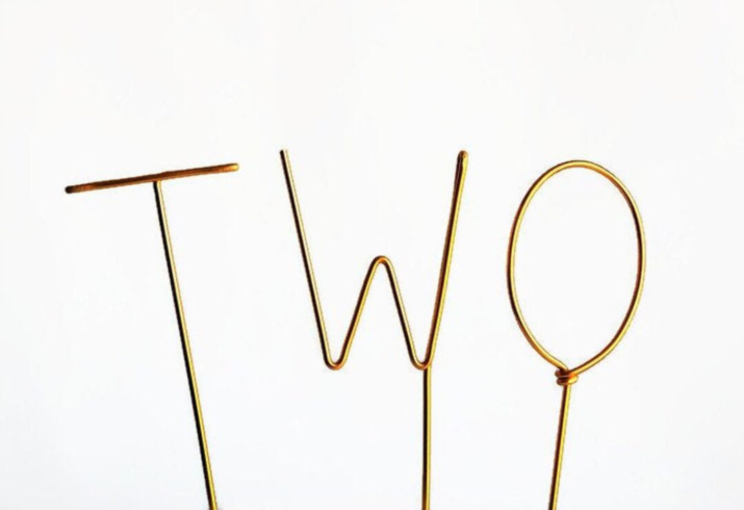 Two Second Birthday Wire Number Cake Topper One Uno Dos Photo Prop 2 1/ ...