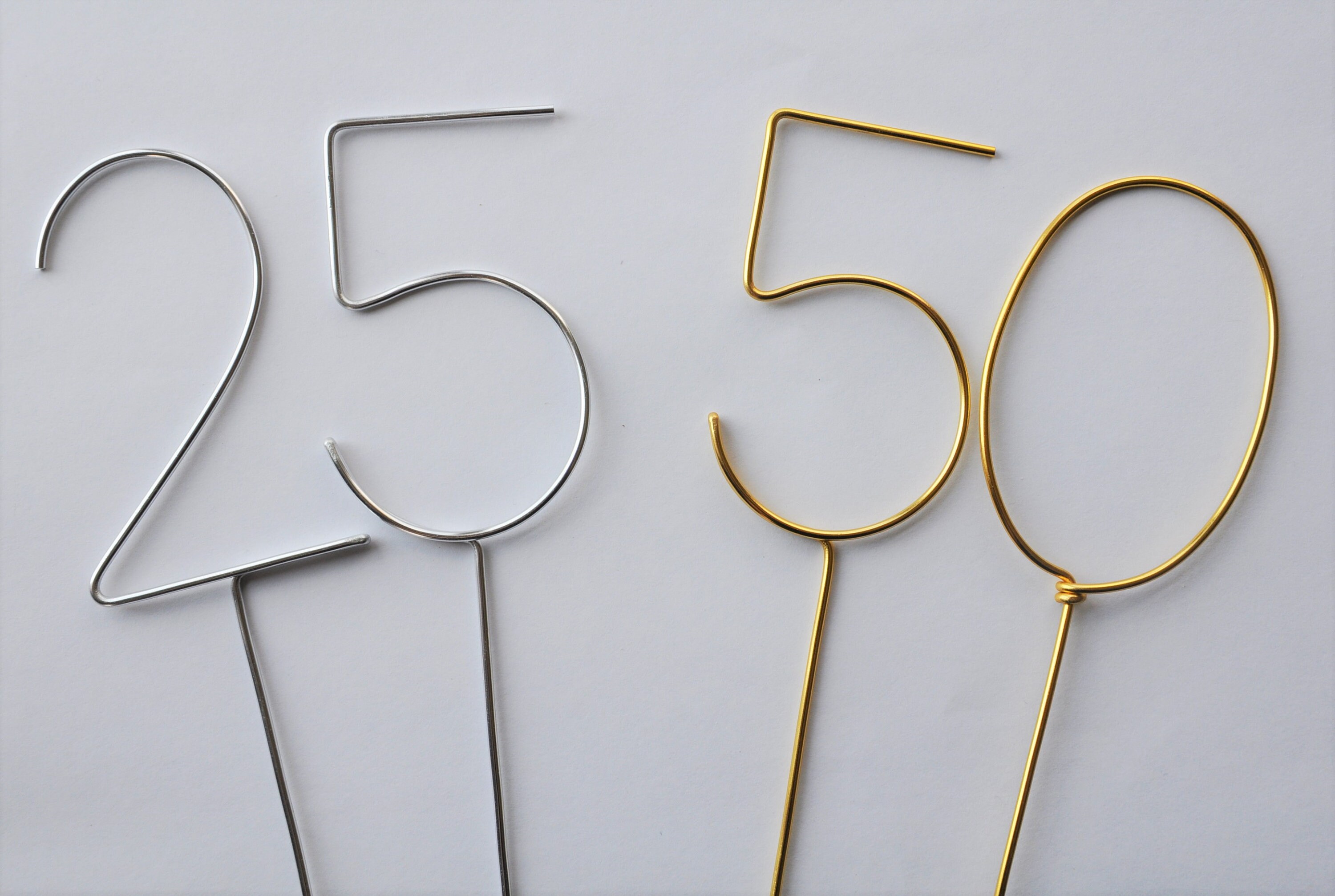 25th Anniversary/ Birthday Wire Number Cake Topper- Silver, Brown, Gold ...