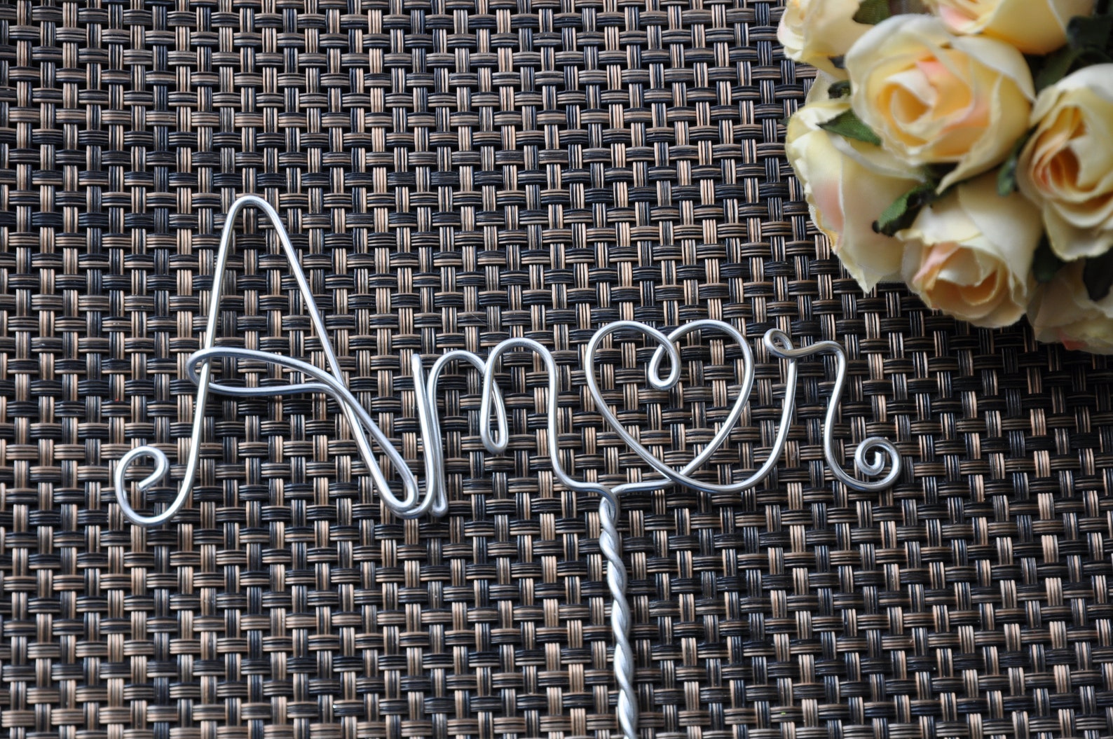 Amor Wire Wedding Cake Topper With Stem- Silver, Gold, Black - Etsy