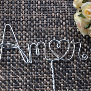 Amor Wire Wedding Cake Topper With Stem- Silver, Gold, Black - Etsy