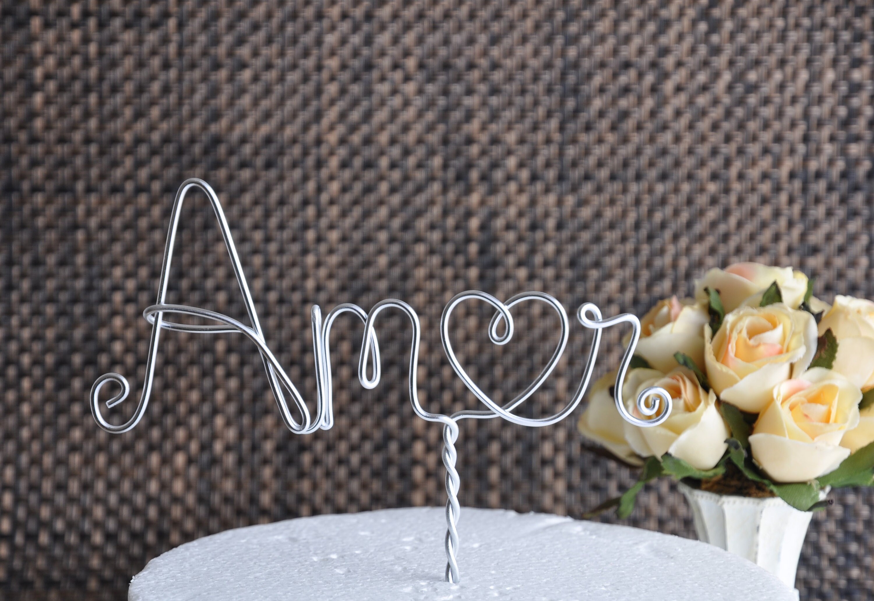 Amor Wire Wedding Cake Topper With Stem Silver Gold Red | Etsy