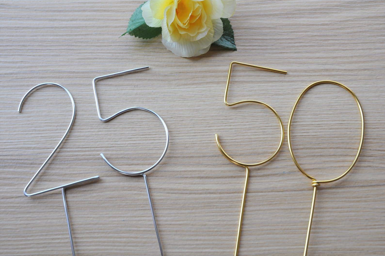 25th Anniversary/ Birthday Wire Number Cake Topper- Silver, Brown, Gold ...