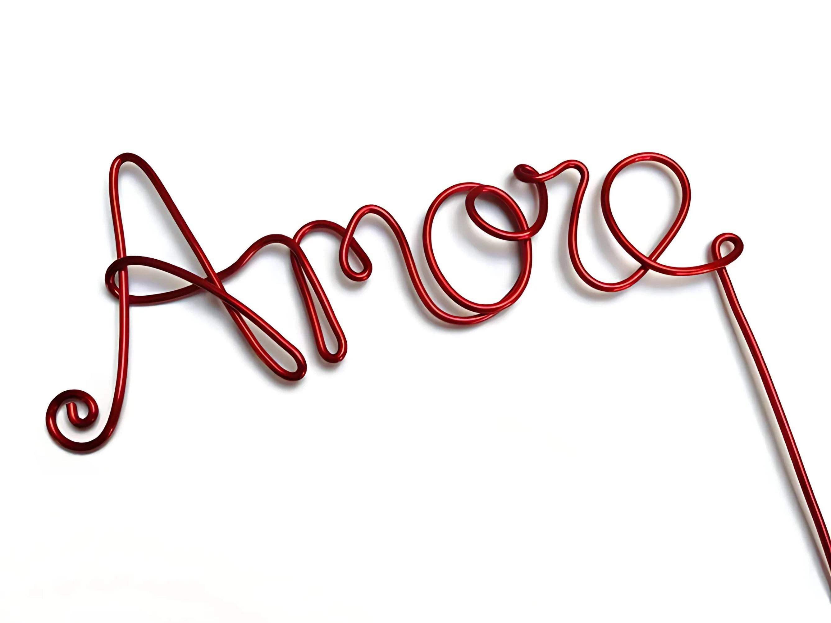 Amore Wire Wedding Cake Topper With Stem- Silver, Gold, Red, Black - Etsy