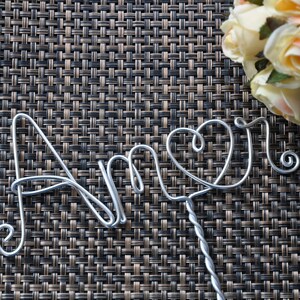 Amor Wire Wedding Cake Topper With Stem- Silver, Gold, Black - Etsy