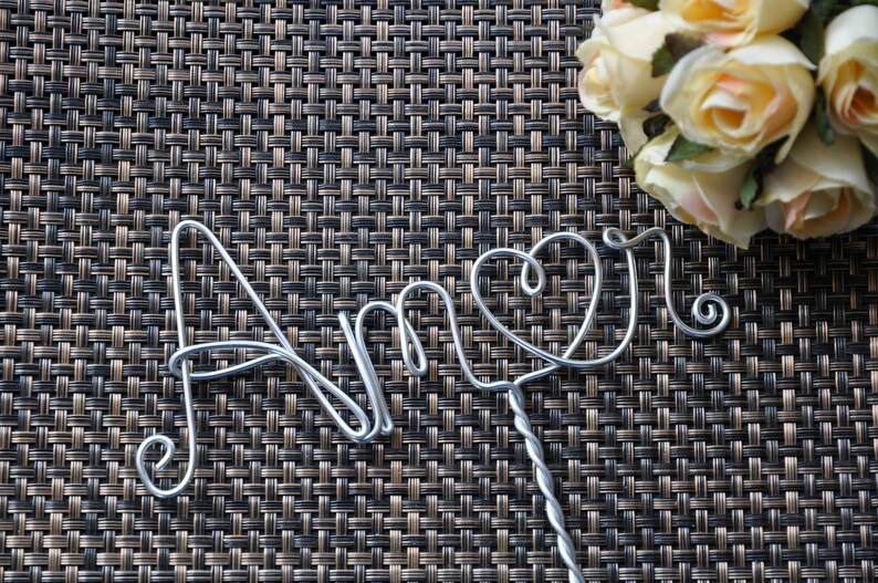 Amor Wire Wedding Cake Topper With Stem- Silver, Gold, Black - Etsy