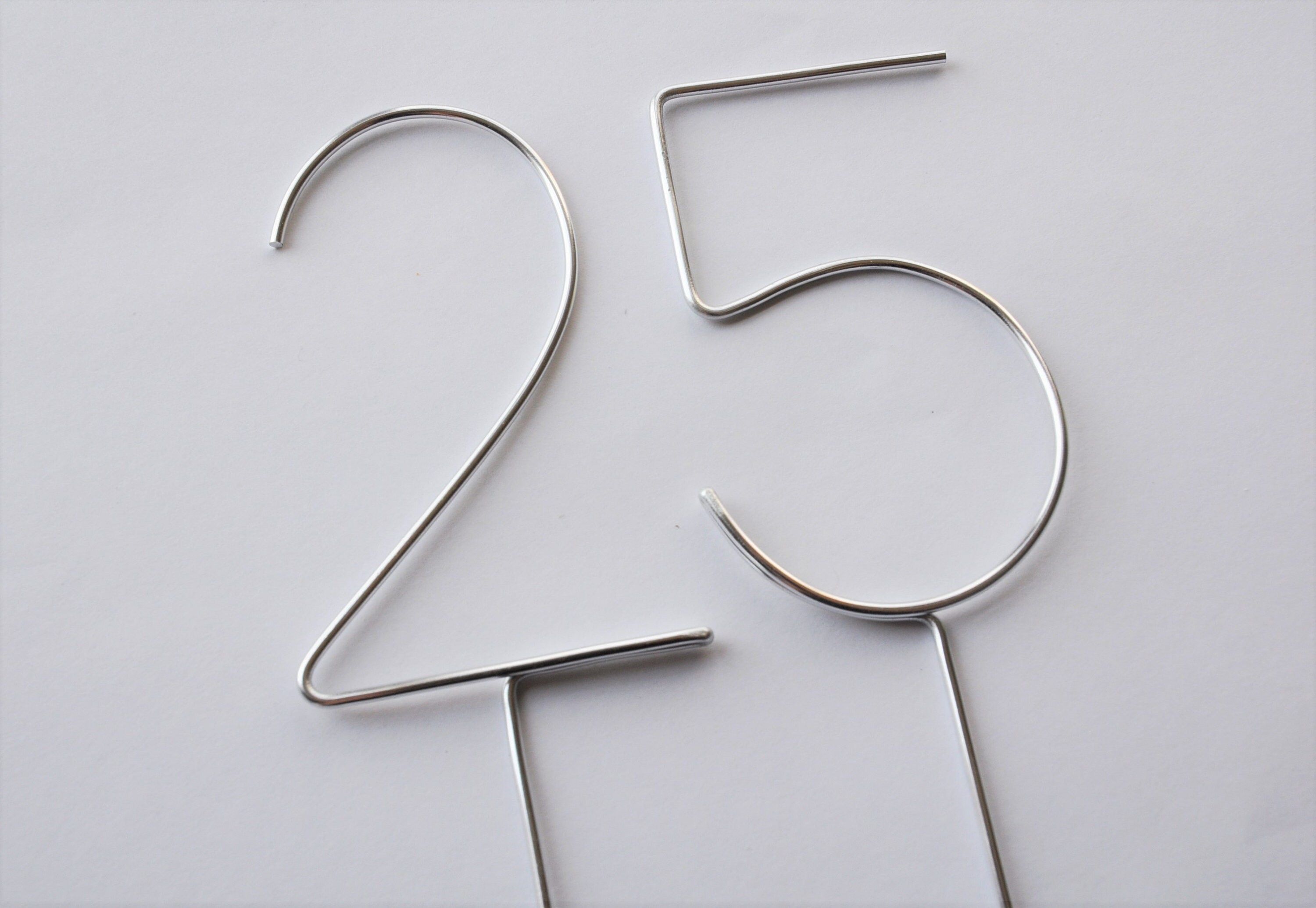 25th Anniversary/ Birthday Wire Number Cake Topper- Silver, Brown, Gold ...