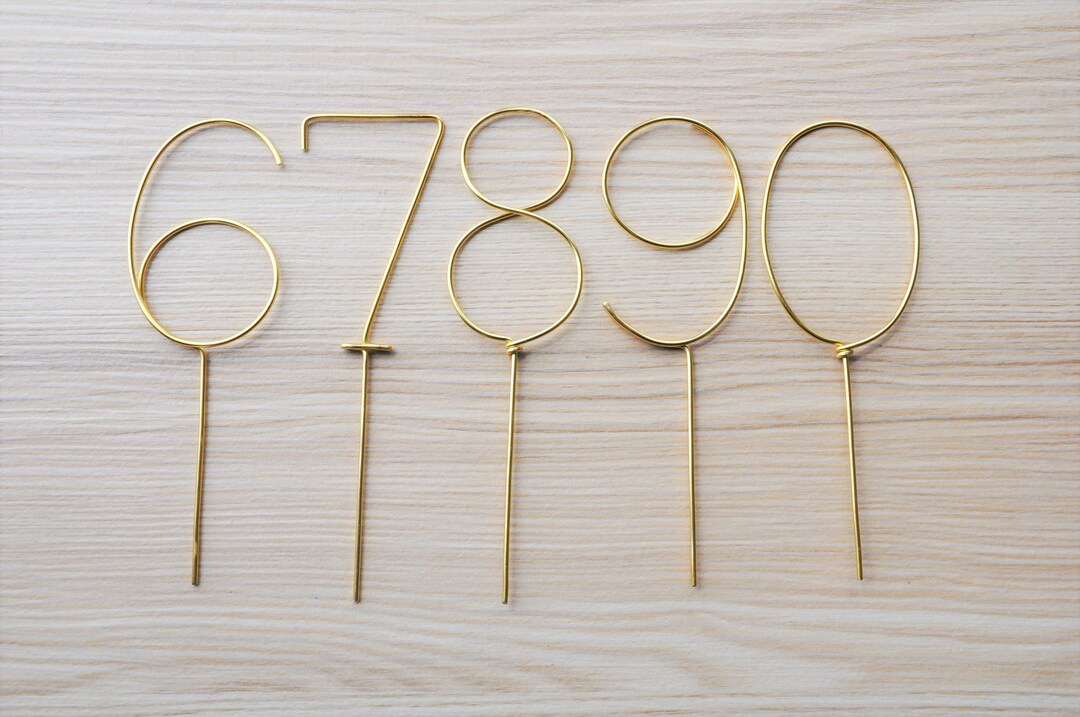 Two Digit Number Cake Topper Birthday or Anniversary Modern Wire Gold ...