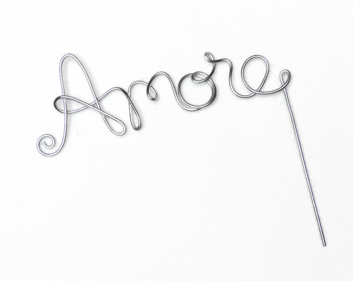 Amore Wire Wedding Cake Topper With Stem- Silver, Gold, Red, Black - Etsy