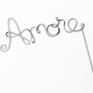 Amore Wire Wedding Cake Topper With Stem- Silver, Gold, Red, Black - Etsy