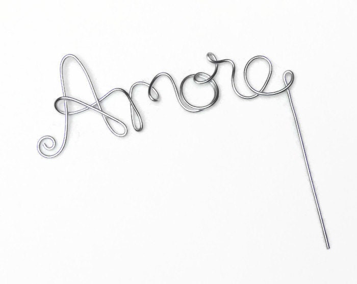 Amore Wire Wedding Cake Topper With Stem Silver Gold Red - Etsy