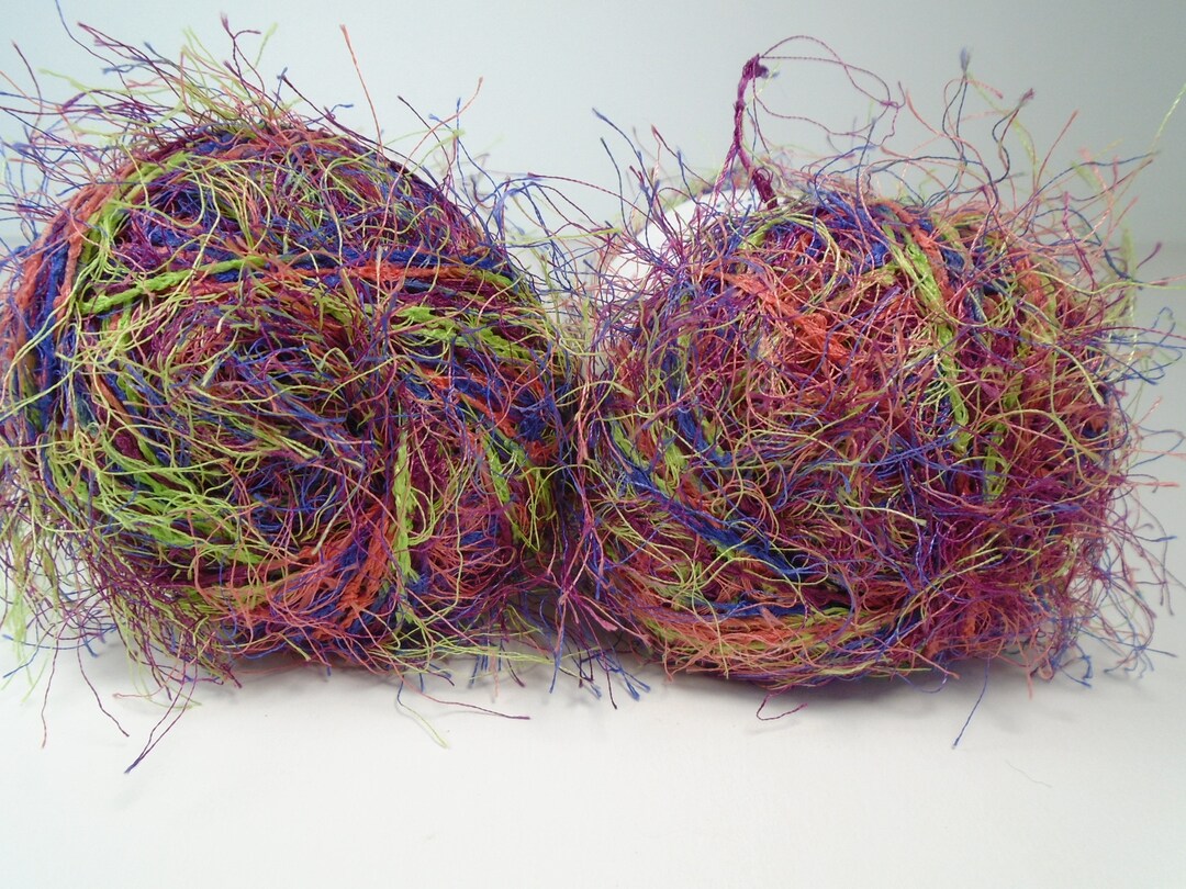 Knitability Mist Yarn Variegated Eyelash Yarn Rainforest Color Lot of 2 ...