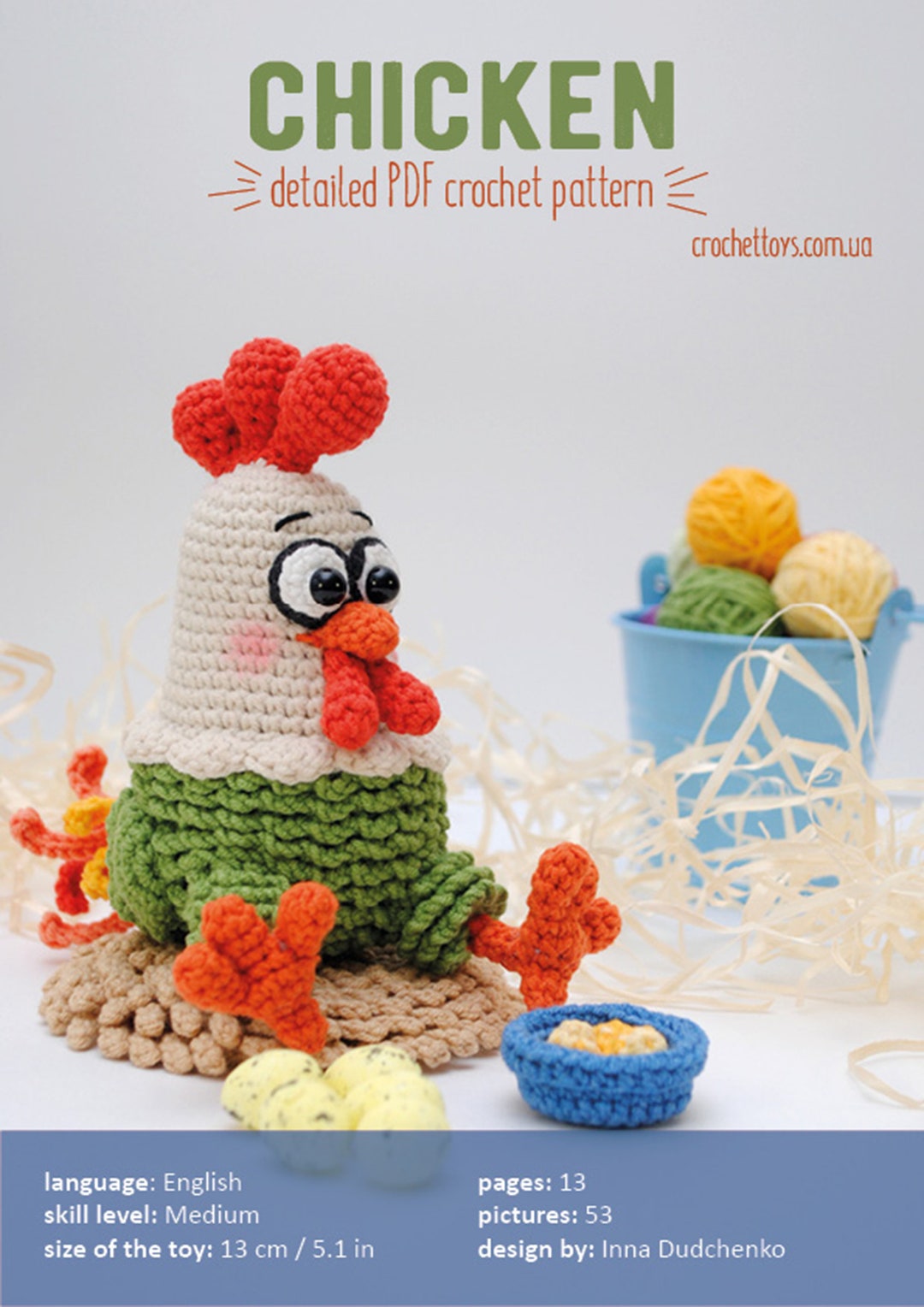 Crochet PATTERN Chicken - Chicken Decor - Chicken Amigurumi - Crocheted ...