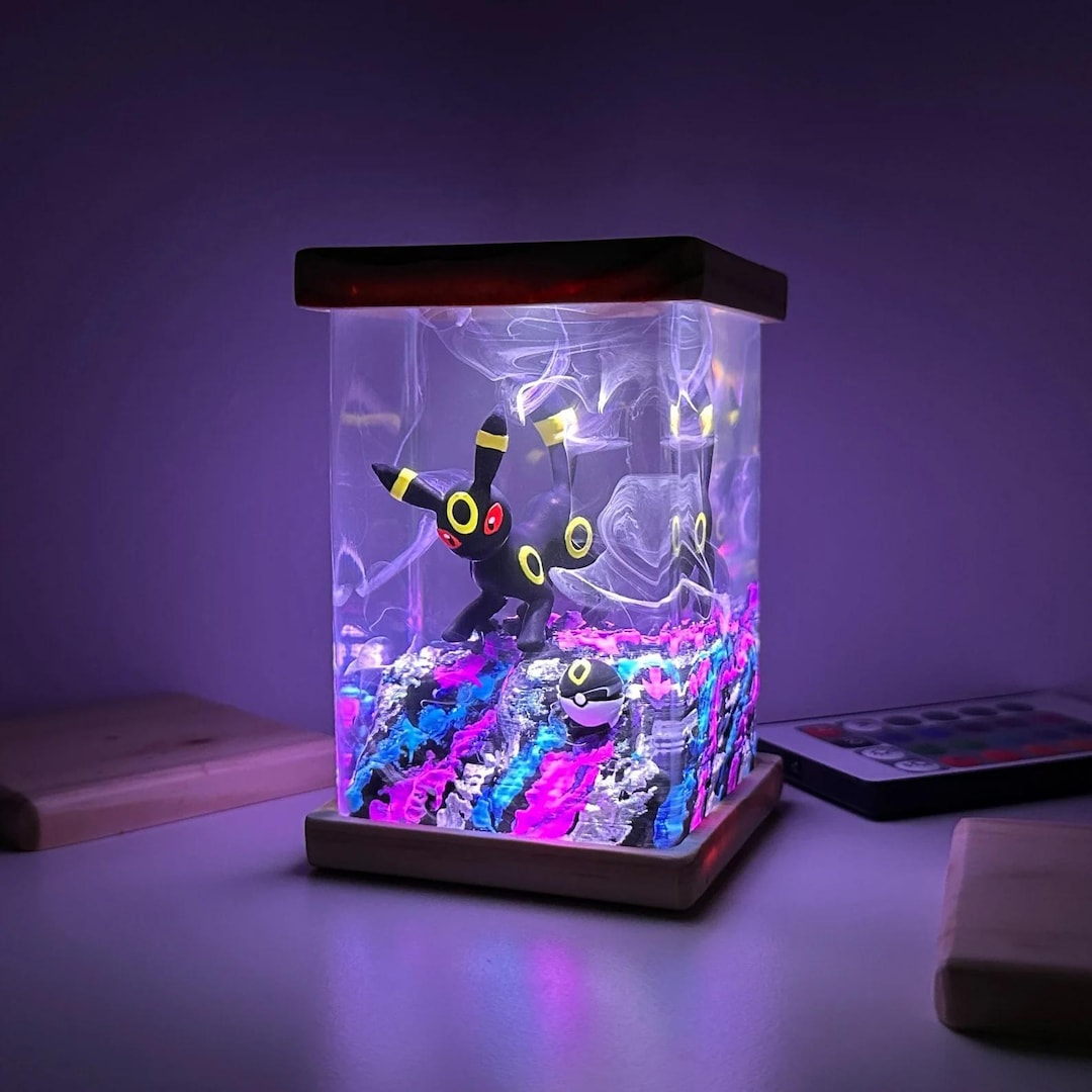 Umbreon Resin Light Sculpture | Handmade Dark Pokémon Lamp | LED Anime ...