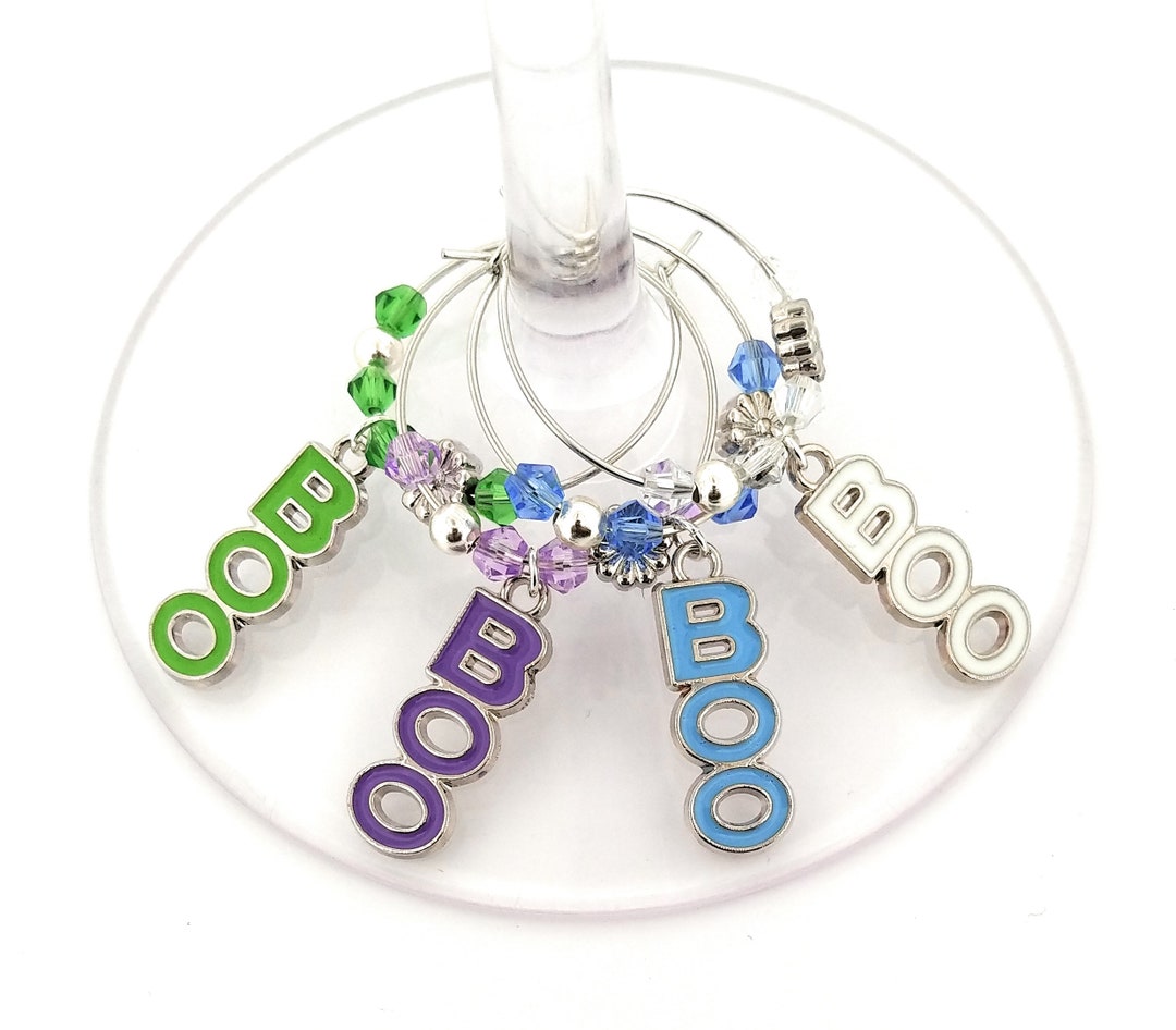 Halloween Wine Charms, Boo Wine Glass Identifier Tags, Halloween Glass ...