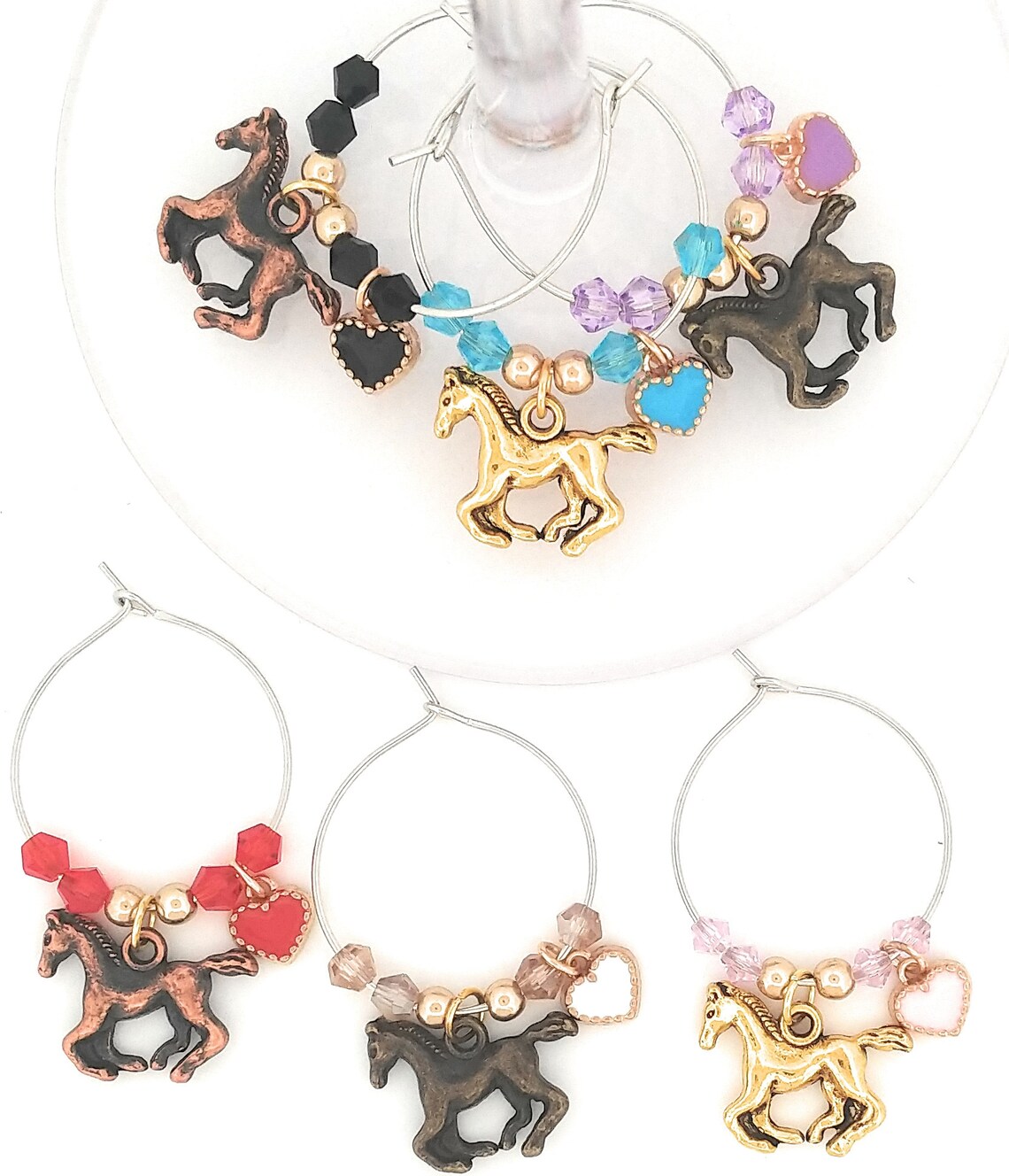 Horse Wine Glass Charms, Kentucky Derby Horse Race Wine Charms, Horse ...