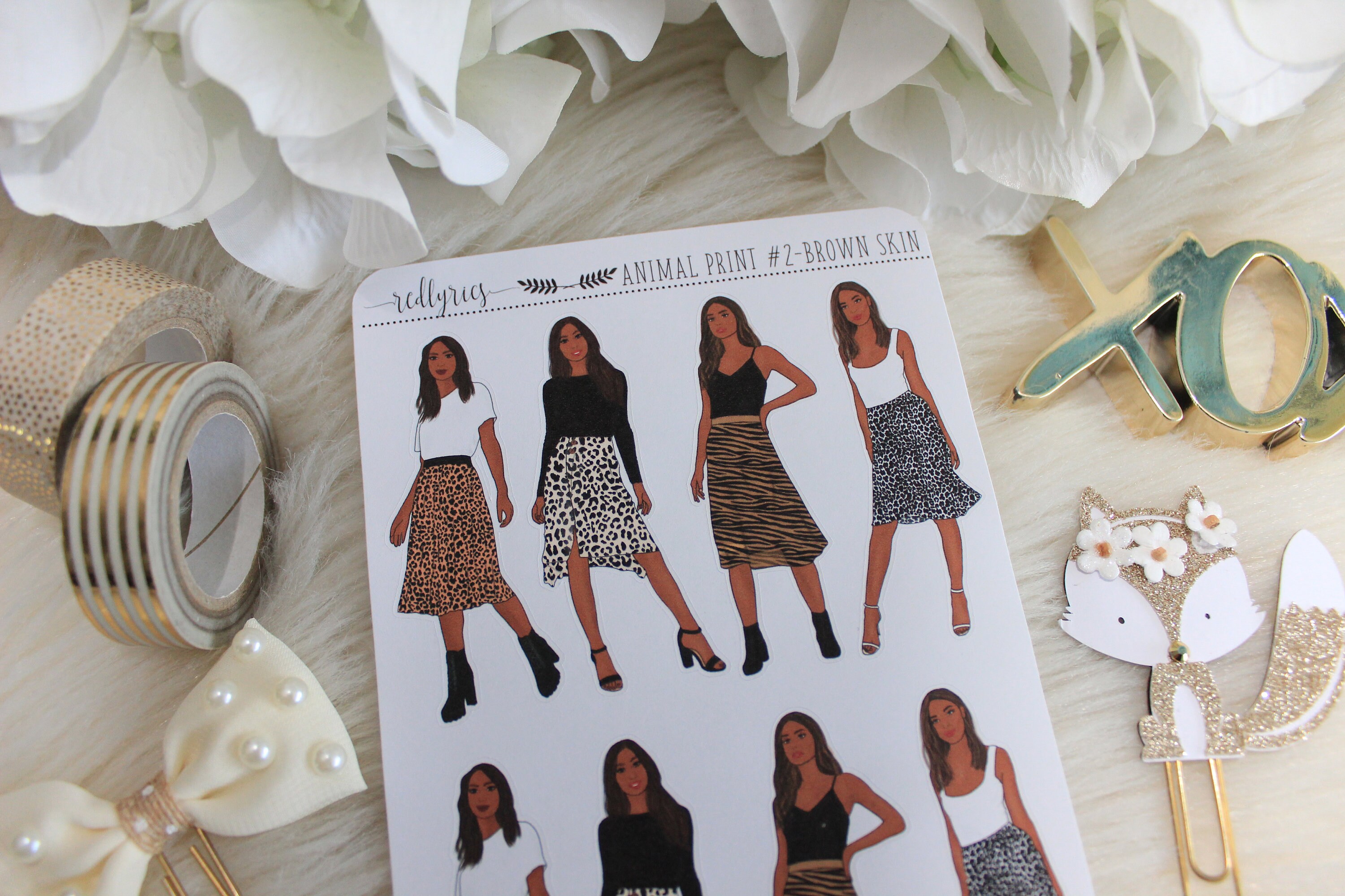 Mini Animal Print #2, Brown Skin, Fashion Girls - Etsy