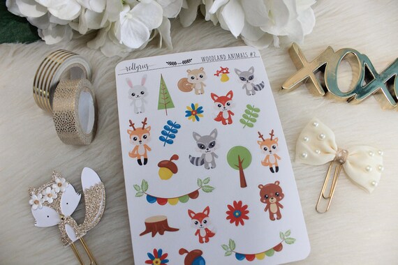 Woodland Animals 2 Planner Stickers | Etsy