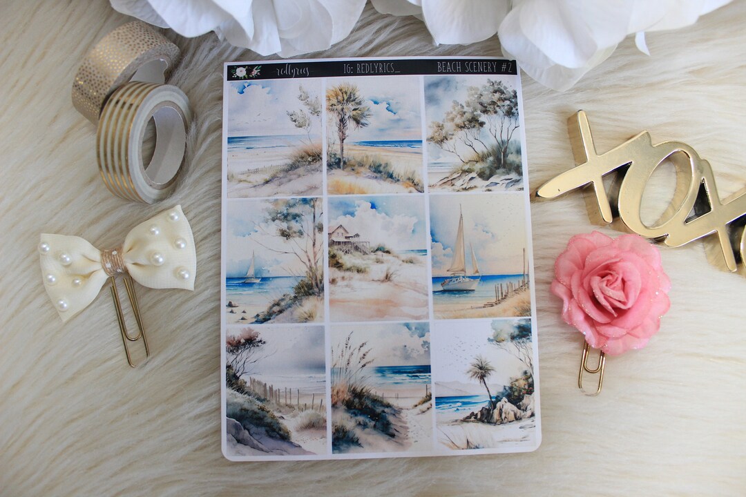 Beach Scenery #2, Full Boxes, ECLP Boxes, Planner Stickers - Etsy