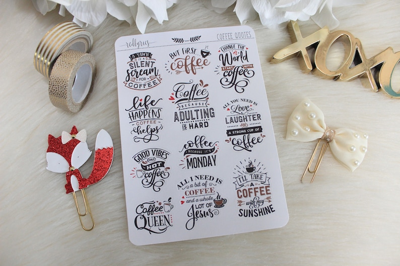 Coffee Stickers, Quote Stickers, Planner Stickers - Etsy