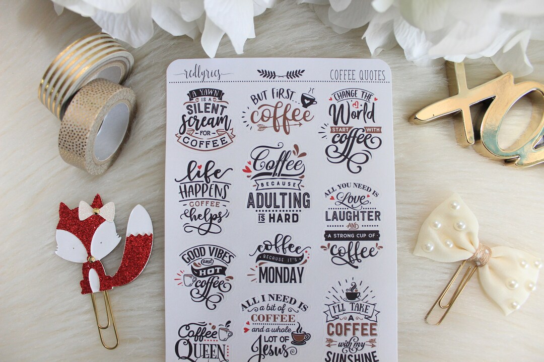 Coffee Stickers, Quote Stickers, Planner Stickers - Etsy