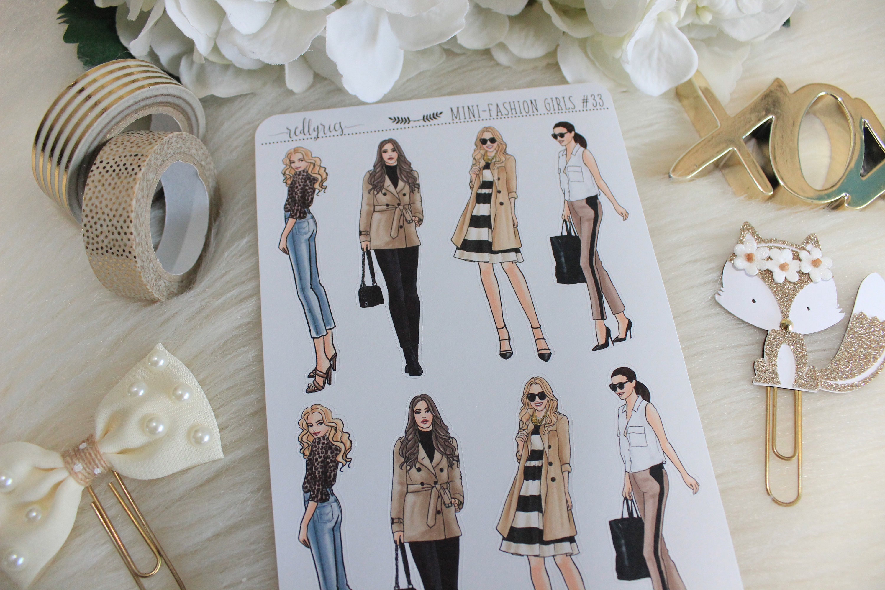 Mini Fashion Girls 33 Fashion Sticekrs | Etsy