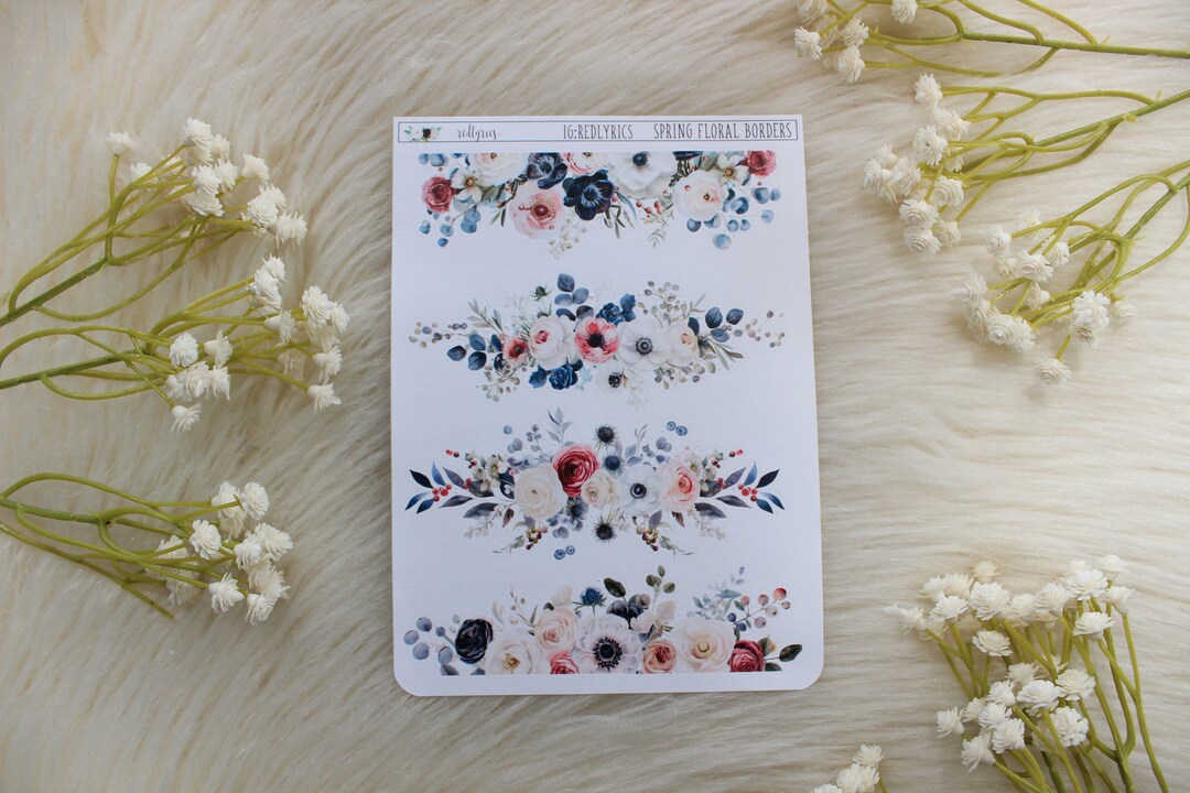 Spring Floral Borders, Planner Decoration, Journal Stickers, Planner ...