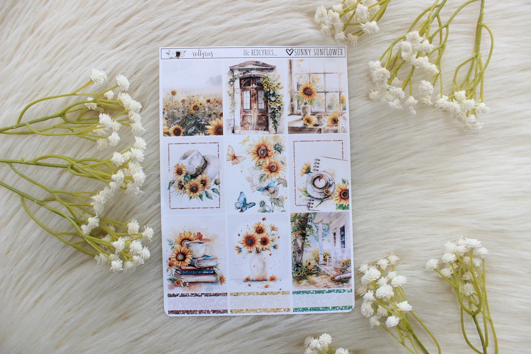 Sunny Sunflowers, Planner Decoration, Journal Stickers, Planner ...