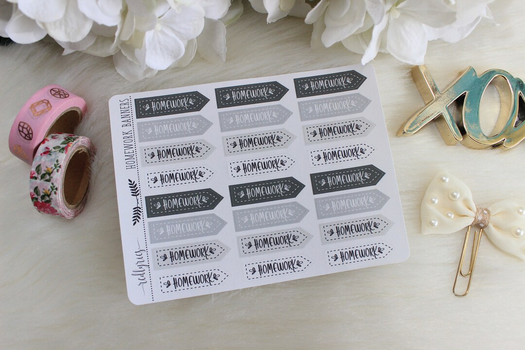 Homework Banners, School Stickers, Planner Stickers - Etsy