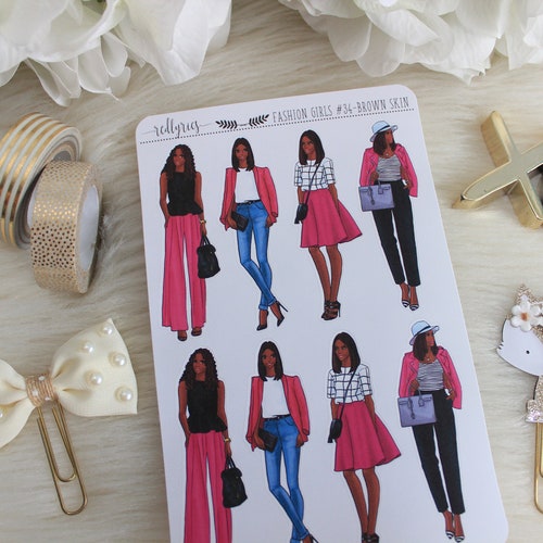 Mini Fashon Girls 34 Brown Skin Fashion Stickers - Etsy