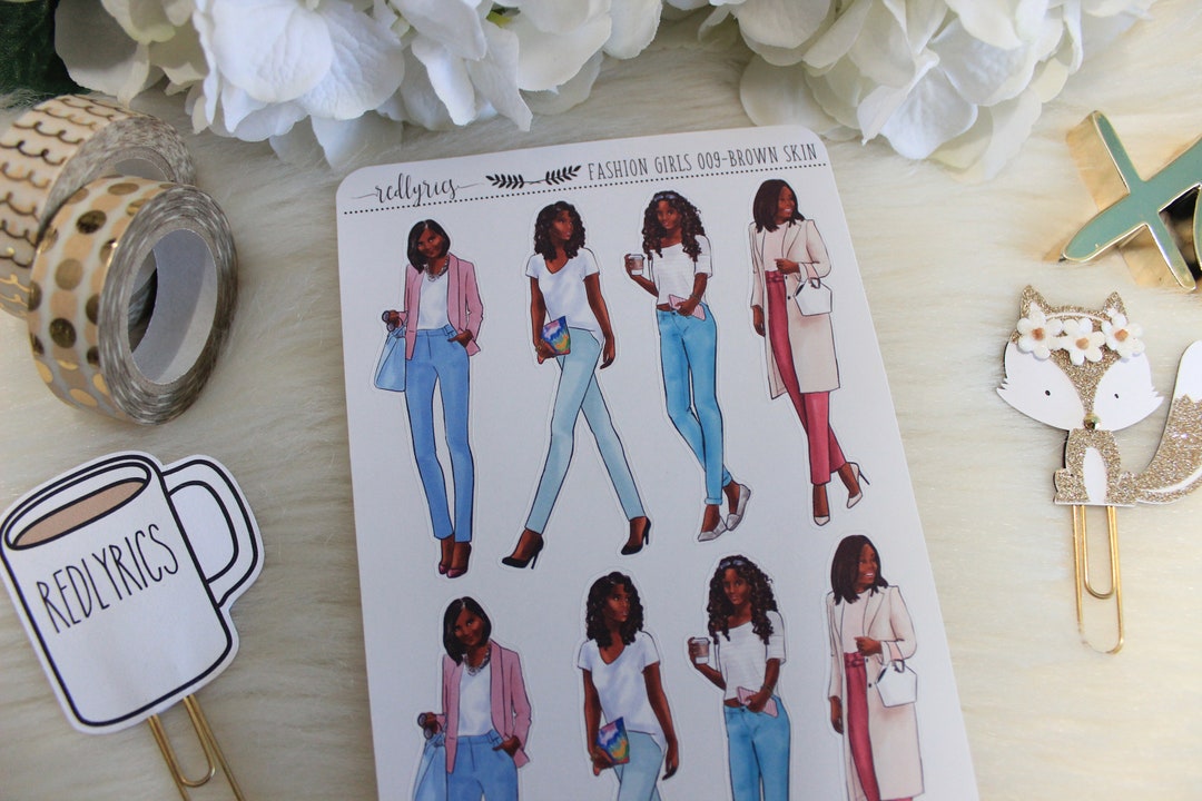 Mini Fashion Girls 009, Brown Skin, Fashion Stickers - Etsy