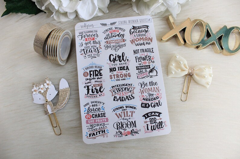 Strong Woman Quotes #2, Planner Stickers, Quote Stickers - Etsy