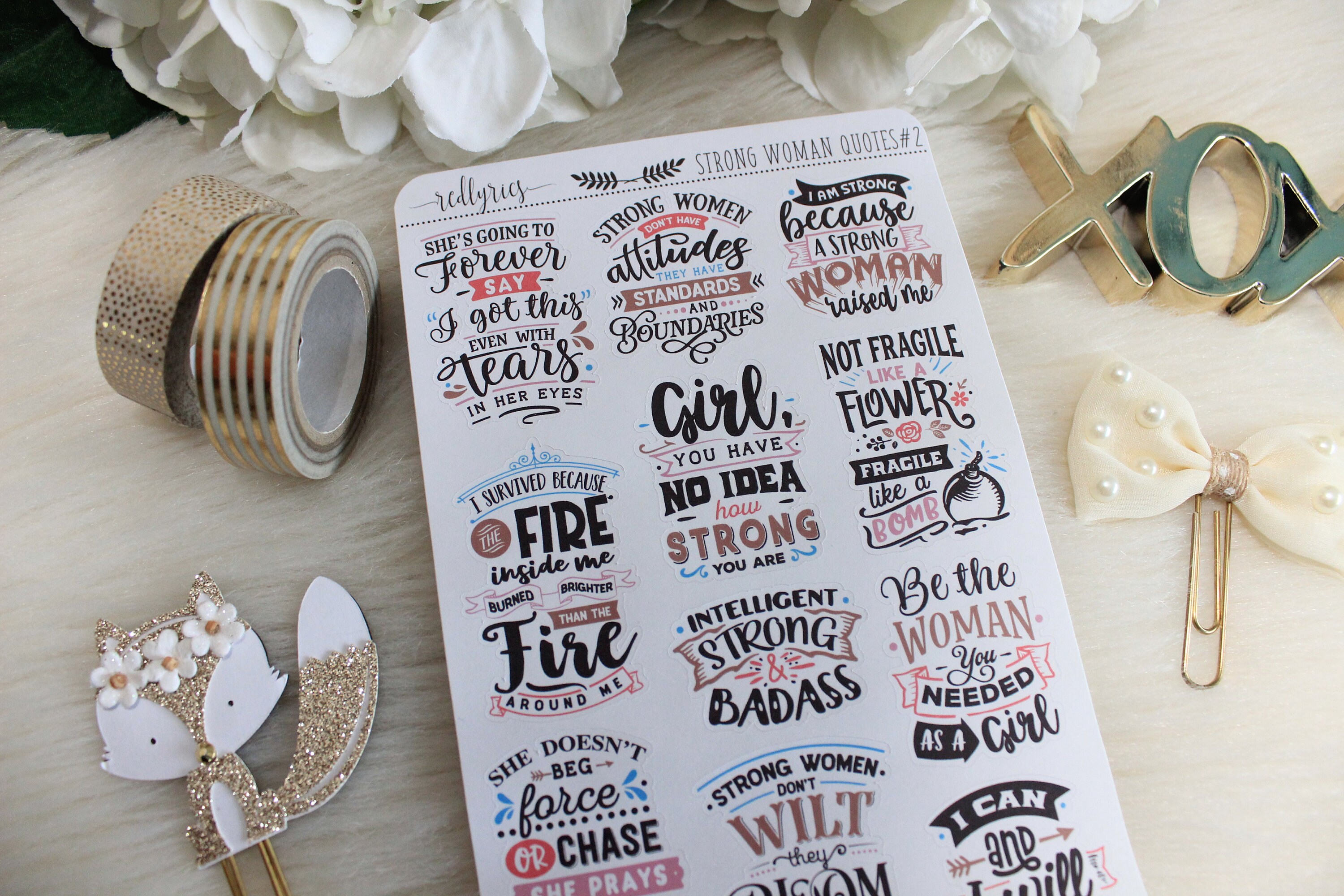 Strong Woman Quotes #2, Planner Stickers, Quote Stickers - Etsy