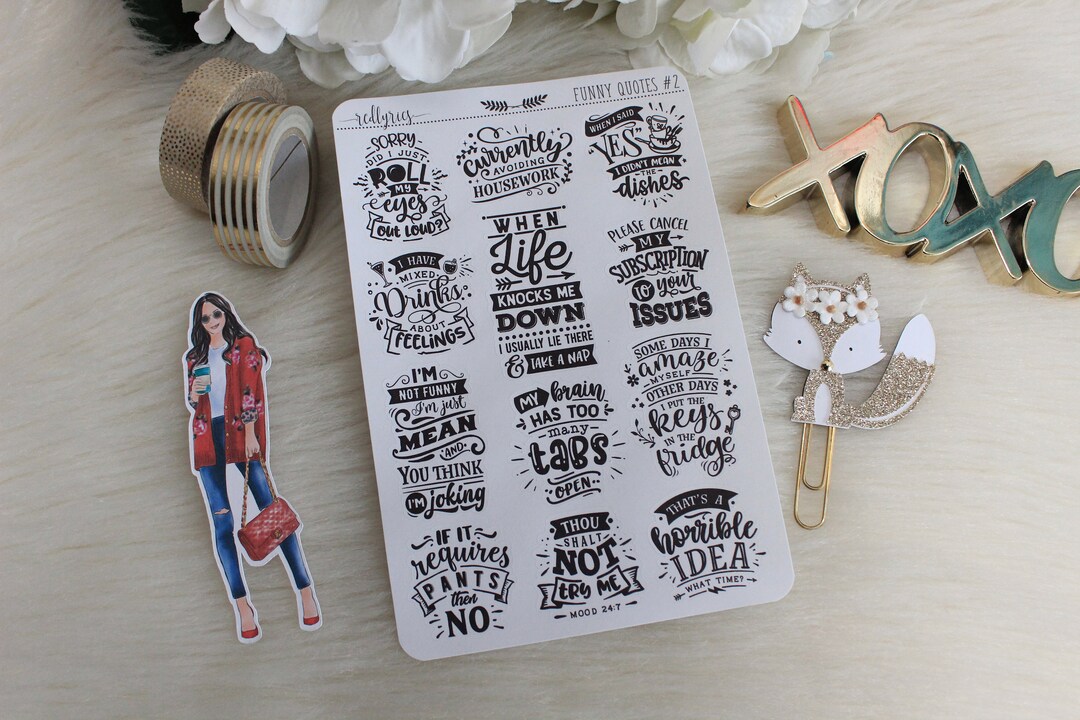 Funny Quotes #2, Planner Stickers, Planner Quotes - Etsy