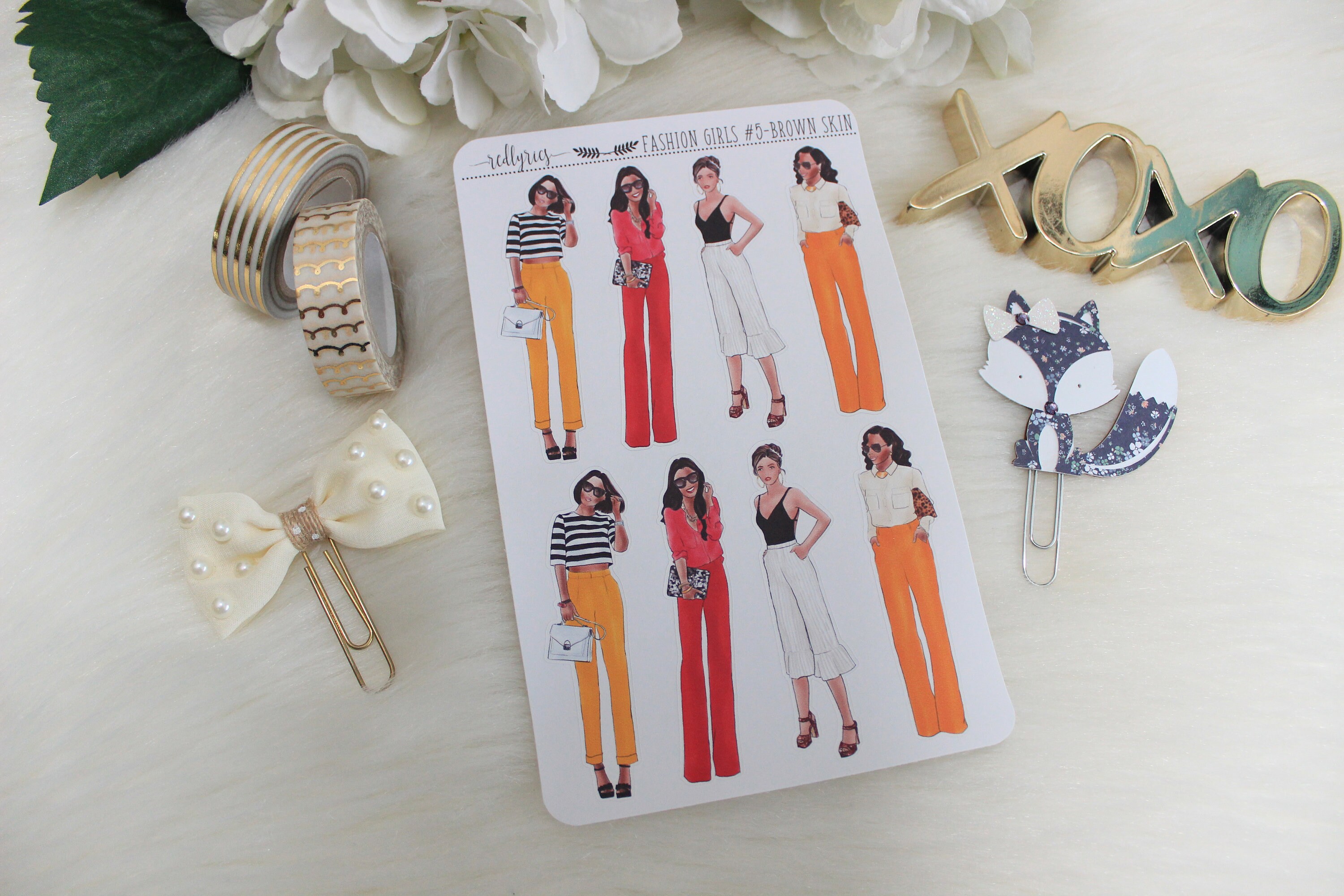 Mini Fashion Girls 5 Brown Skin Fashion Stickers - Etsy